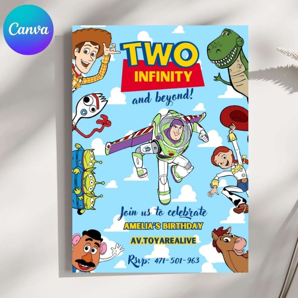 Invitación de Cumpleaños de Toy Story, Buzz Lightyear, Woody ...